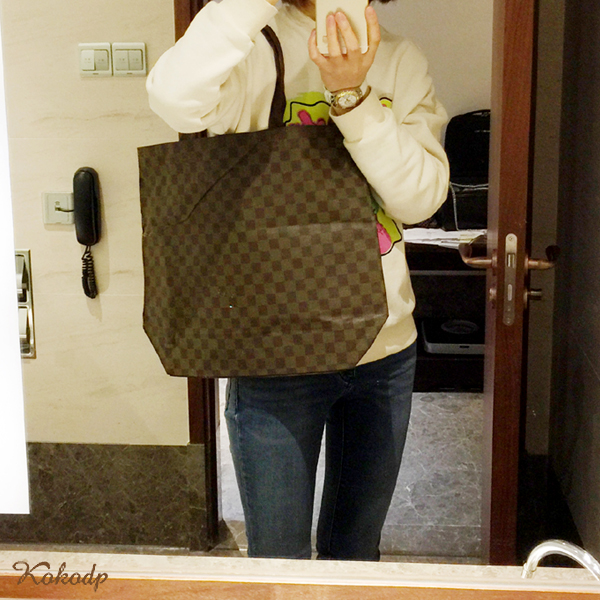 Hg86217 체크무늬 부직포 쇼핑백대자10개묶음 코코디피